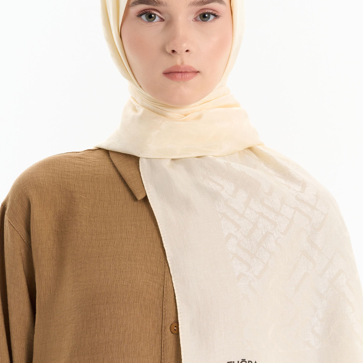 Natural T Desen Şal - Ekru – TUĞBA