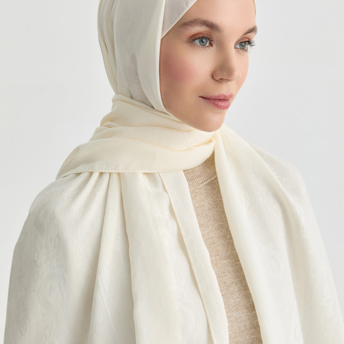 Etnik Motifli Naia Natural Şal - Beyaz – TUĞBA