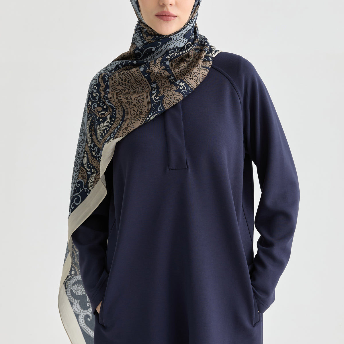 Etnik Şal Desenli Natural Şal - Lacivert – TUĞBA