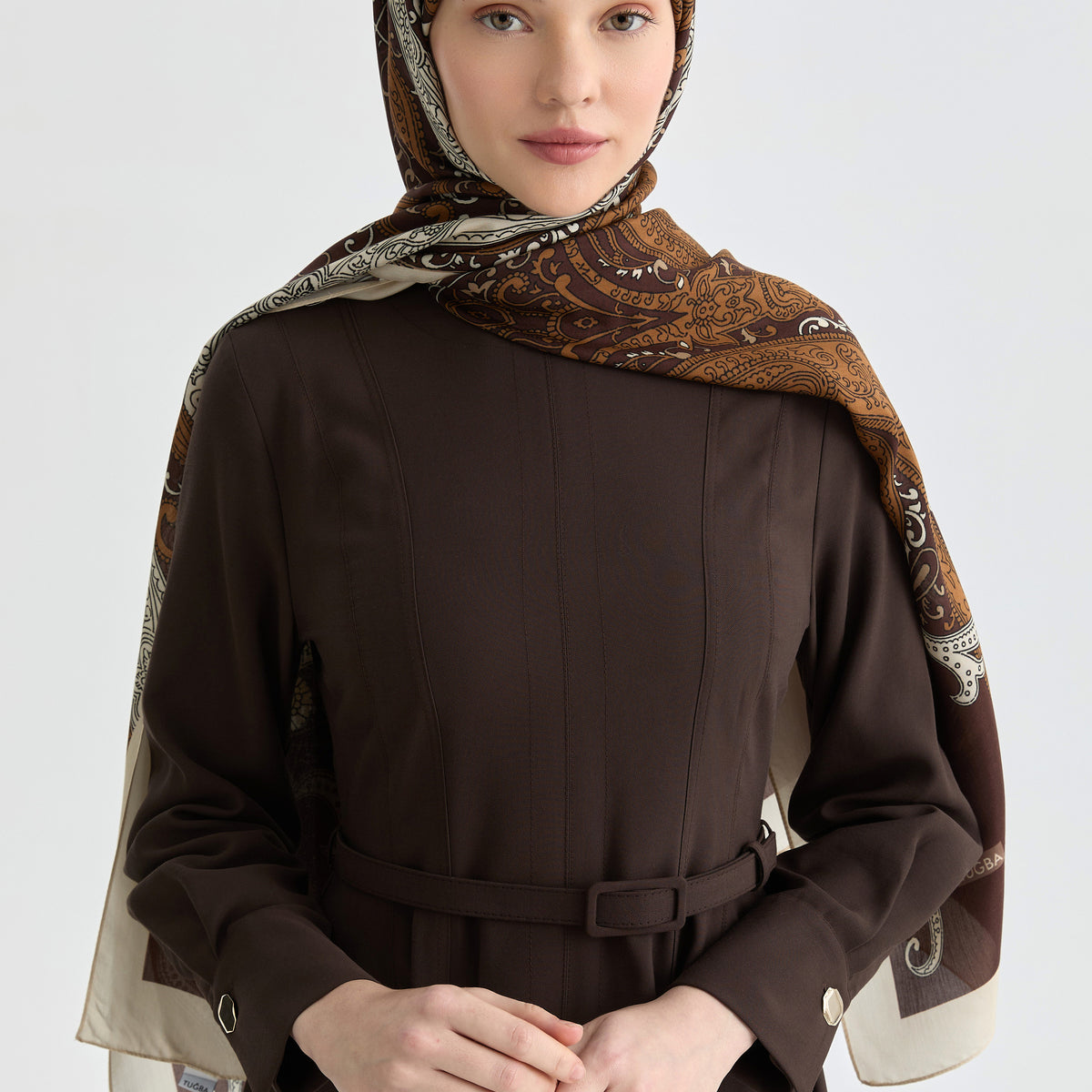 Etnik Şal Desenli Natural Şal - Acı Kahve – TUĞBA