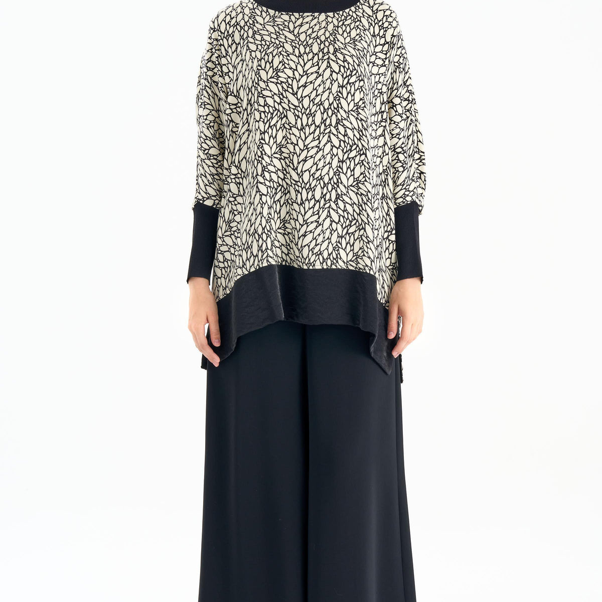 Elastic Waist Wide Leg Pocket Trousers - Black – TUĞBA