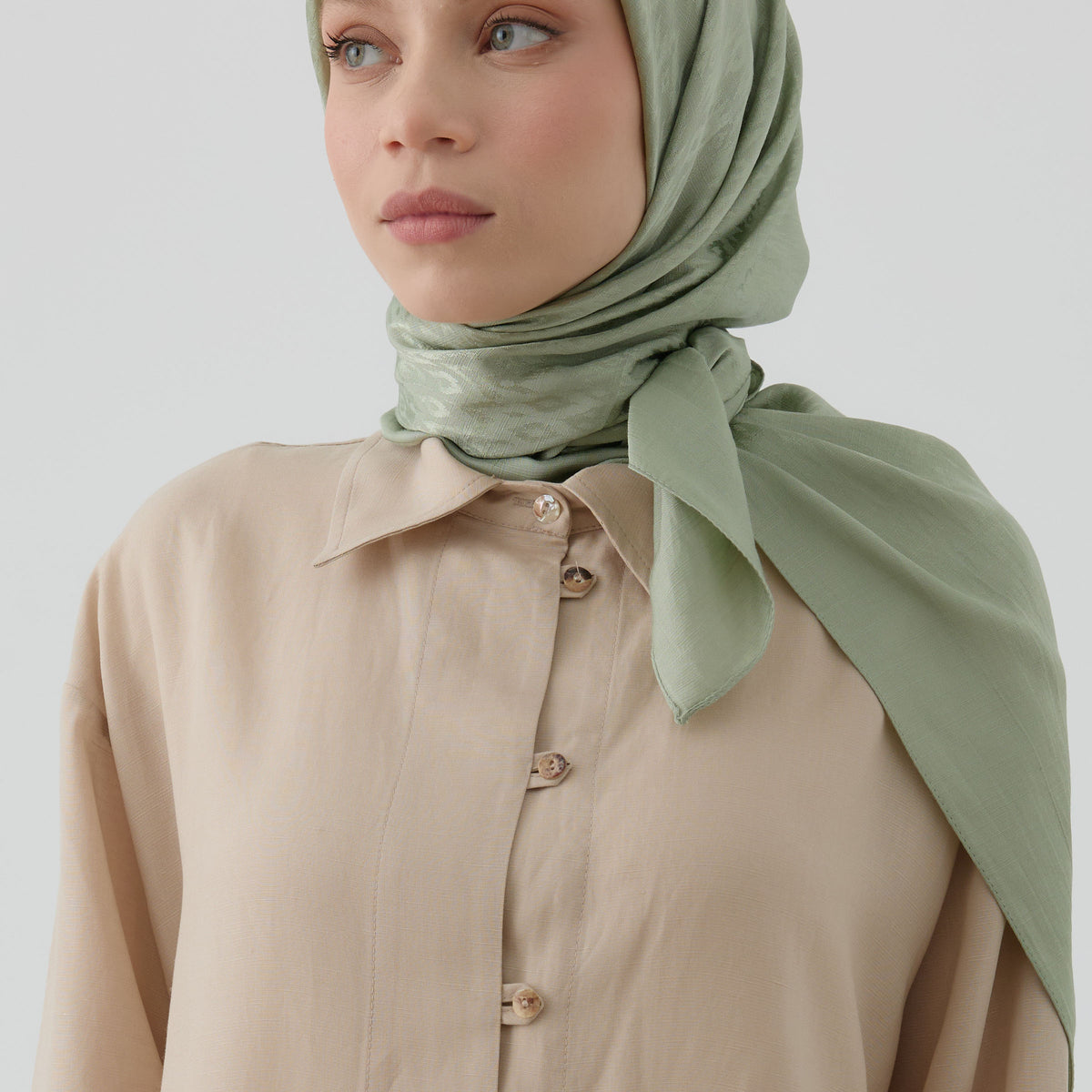 Etnik İkat Desenli Nida Naturel Eşarp - Mint – TUĞBA