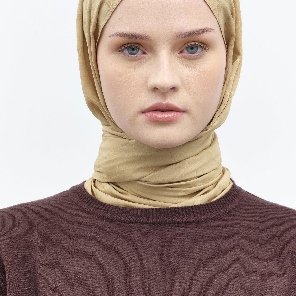 Puan Kare Desen Viskon Şal - Altın – TUĞBA