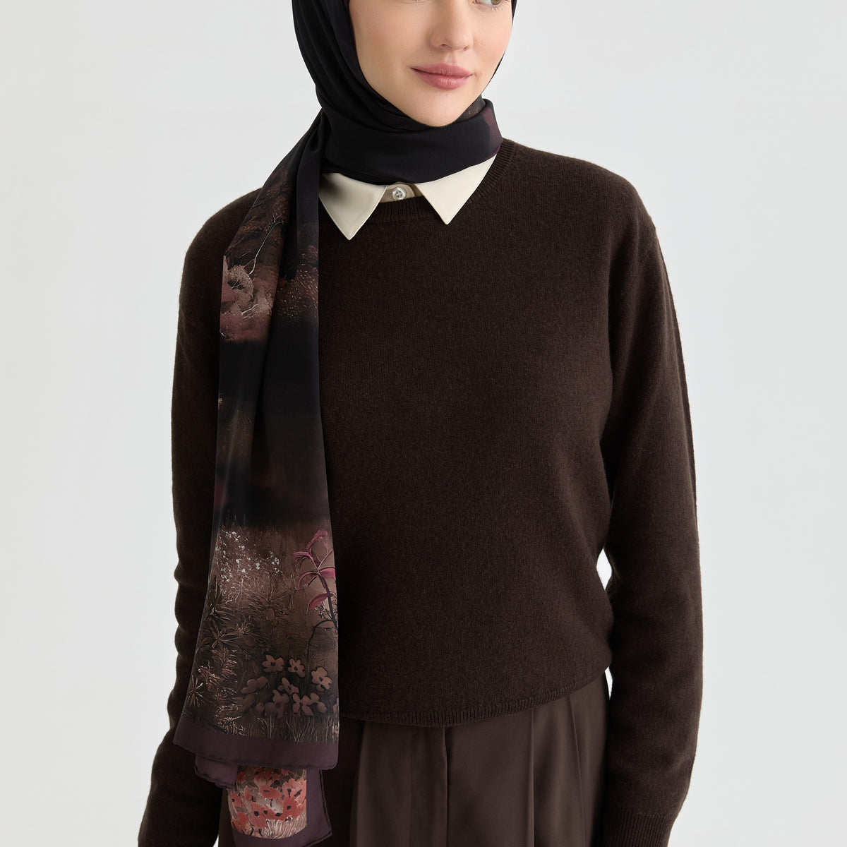 Maren Krep İpek Şal - Mürdüm – TUĞBA