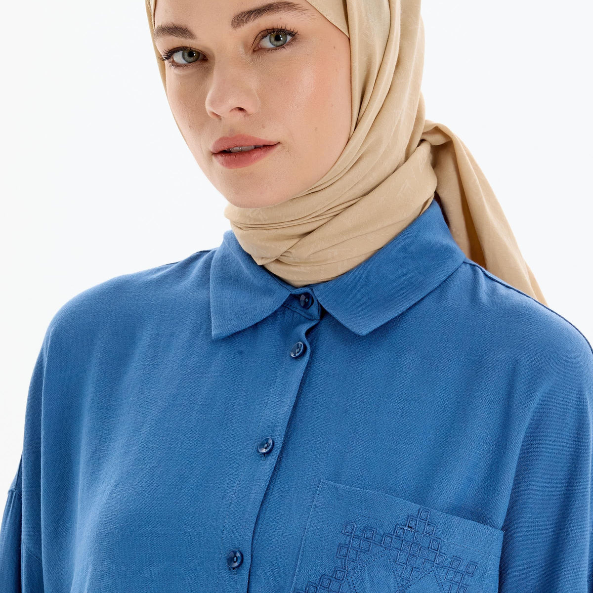 T Logo Pamuk Şal - Bej – TUĞBA